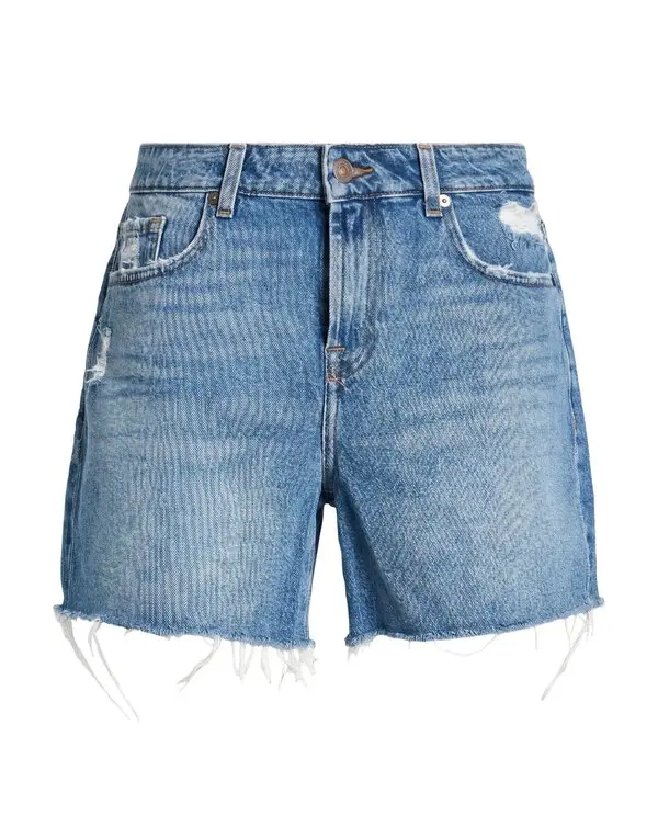7 For All Mankind High Waisted Distressed Denim Shorts