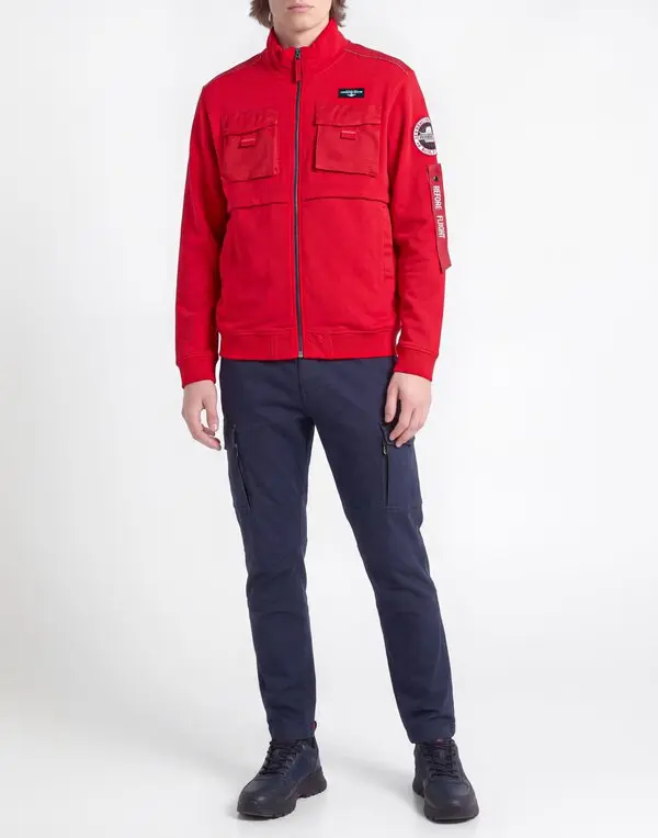 AERONAUTICA MILITARE Fleece Sweatshirt With Appliqués And Zipper Fastening