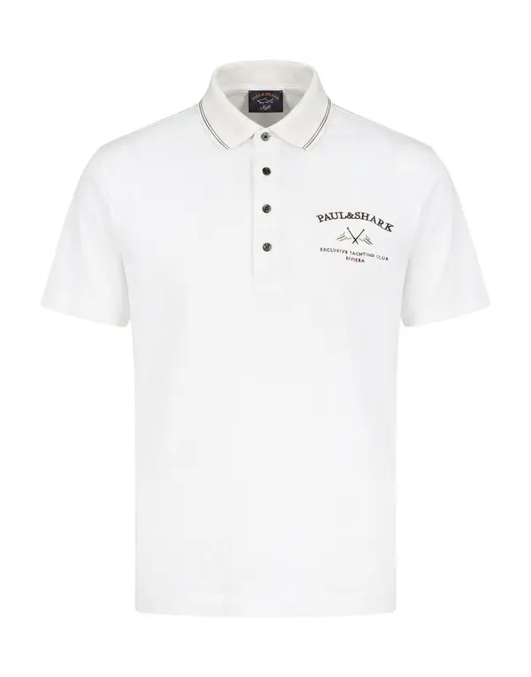 Paul & Shark Polo Shirt Size Cotton, Lyocell - White
