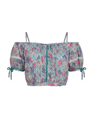 Poupette St Barth Sky Viscose Floral Print Off-the-shoulder Top