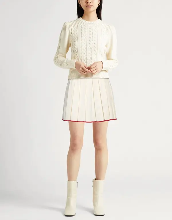 Thom Browne Mini Skirt Ivory Size Virgin Wool, Polyamide, Elastane