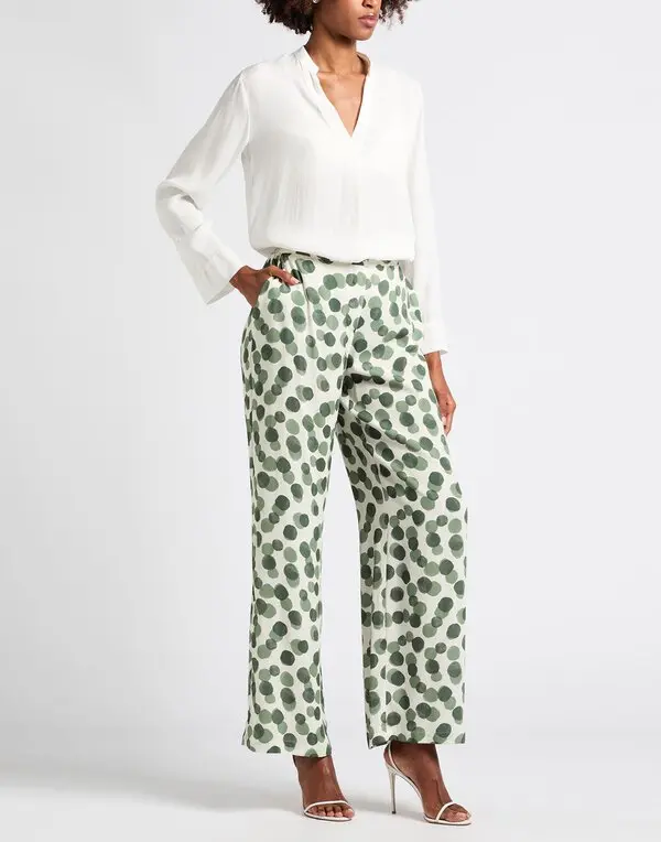 MANILA GRACE Viscose And Silk Crepe V-neck Long Sleeve Top - Off White