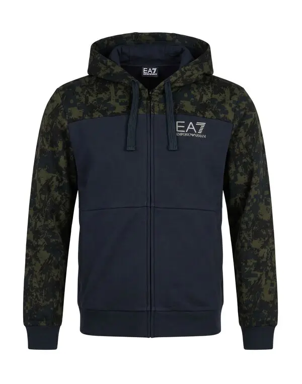 EA7 Cotton And Polyester Zippered Hoodie