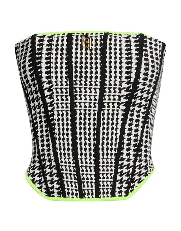 Elisabetta Franchi Houndstooth Corset Top