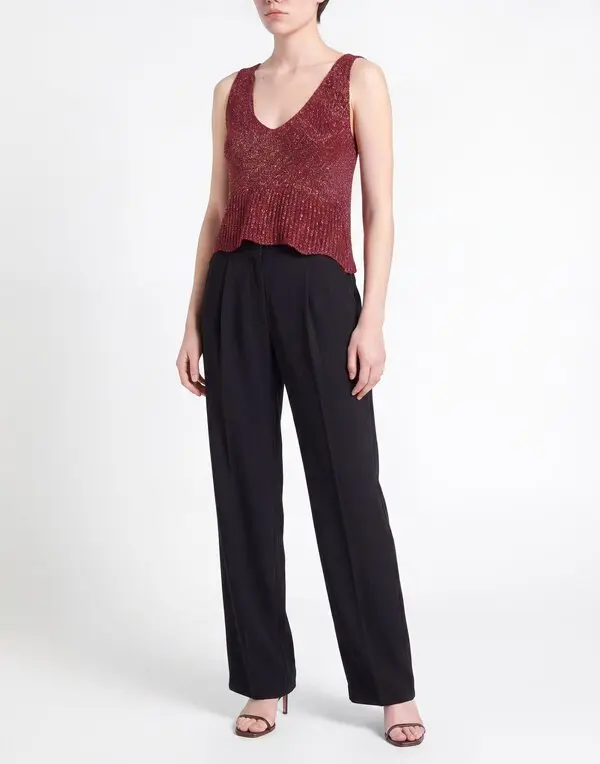 COMPAGNIA ITALIANA Copper Viscose & Polyester Metallic Knit Cropped Top