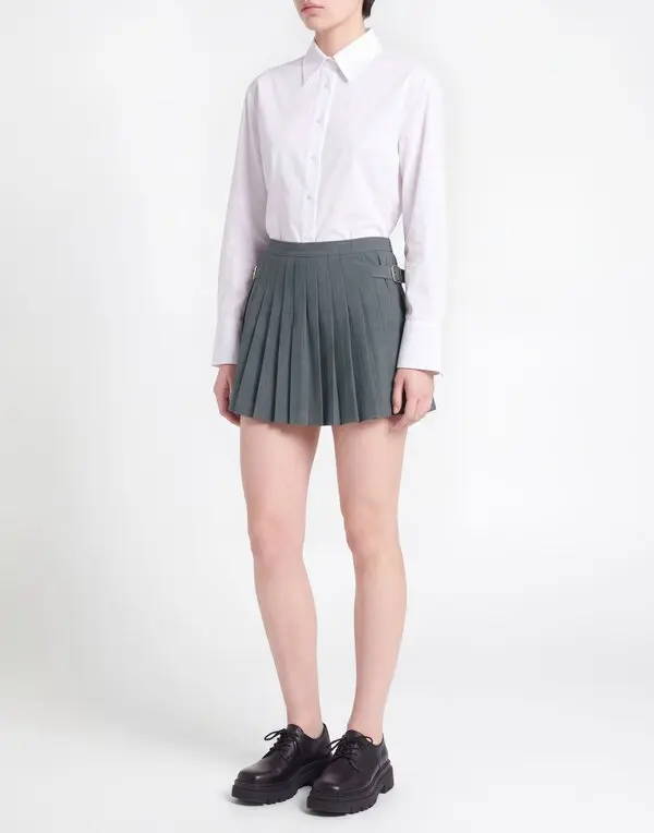 Sandro Pleated Flannel Skirt With Strap Detailing