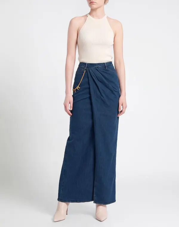 Elisabetta Franchi Flared Denim Skirt With Charm Detail