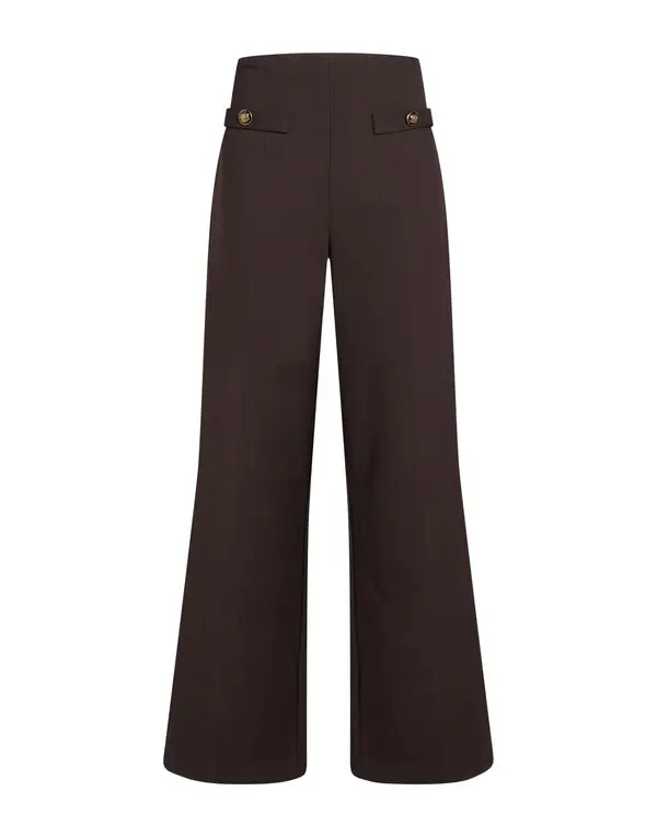 Sandro Pants Chocolate Size Polyester, Virgin Wool, Elastane