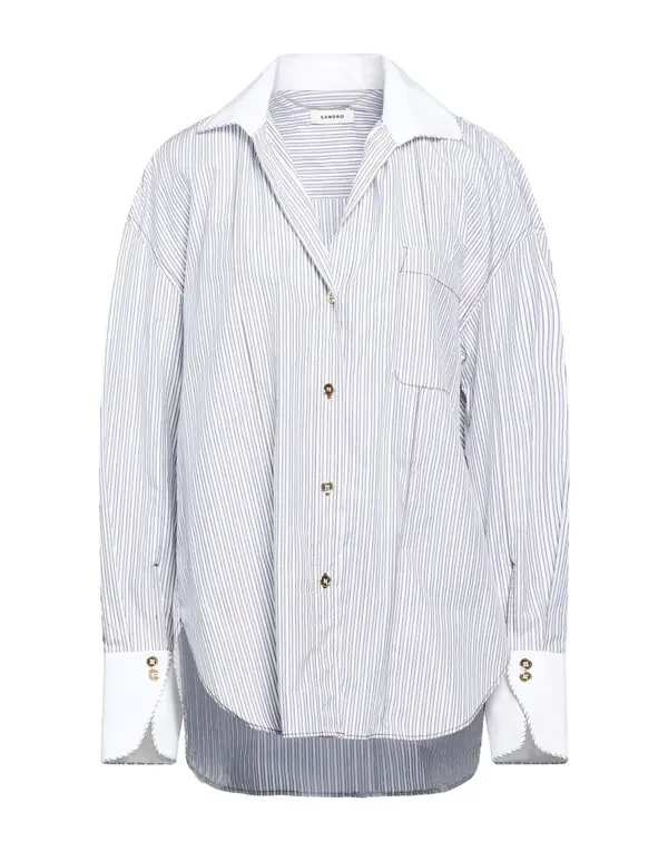 Sandro Cotton Poplin Striped Oversized Shirt