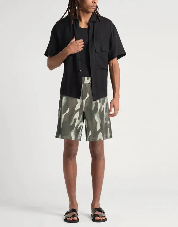Armani Exchange Camouflage Print French Terry High Waisted Shorts