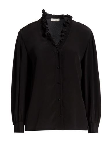 Sandro Ruched Silk Shirt - Black