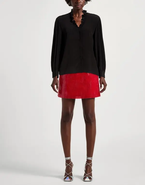 Sandro Ruched Silk Shirt - Black