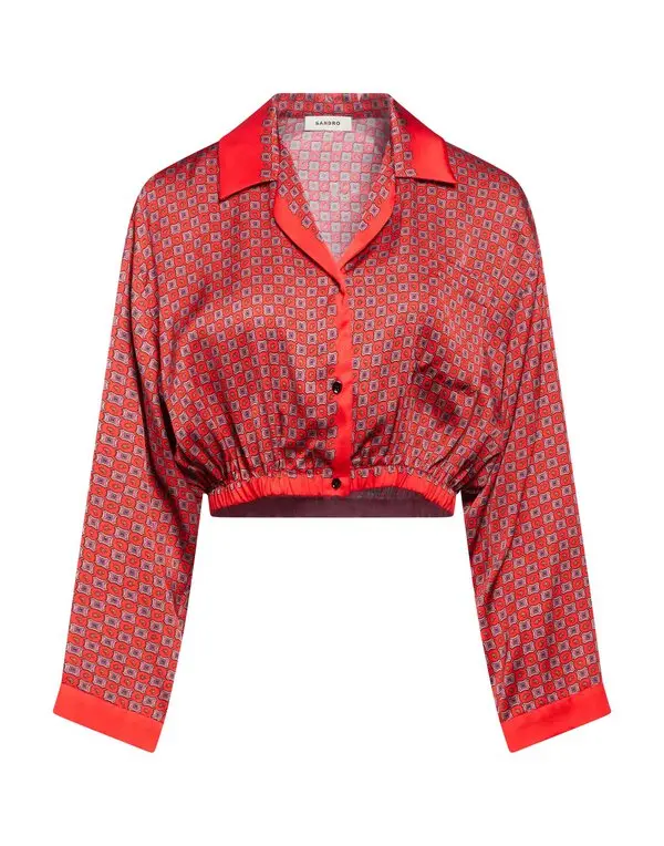 Sandro Viscose Printed Cropped Shirt