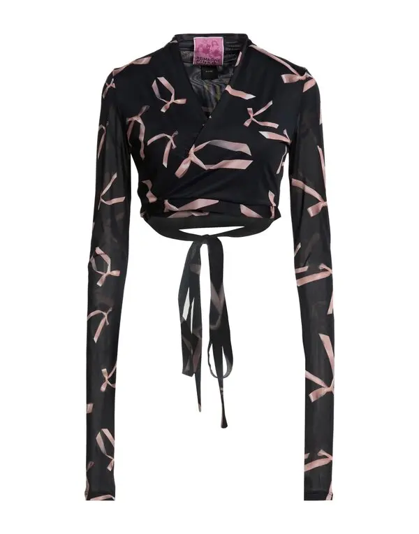 Pinko Wrap Top With Long Sleeves And Deep Neckline