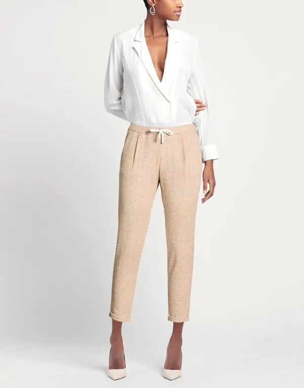 PUROTATTO Pants Sand Size Viscose, Wool, Polyester, Elastane