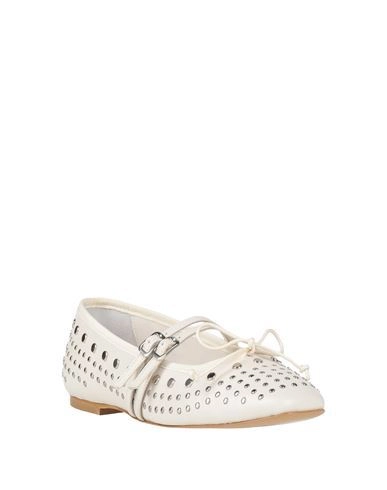 BALDININI Leather Ballet Flats With Studs And Bow Detailing - White