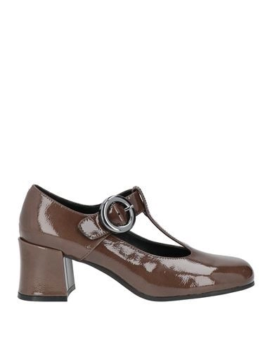 CAFÈNOIR Chocolate Leather T-bar Pumps