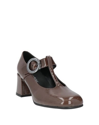 CAFÈNOIR Chocolate Leather T-bar Pumps