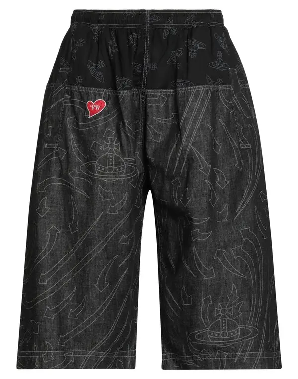 VIVIENNE WESTWOOD Denim Bermuda Shorts With All-over Print