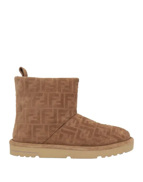Fendi Suede Ankle Boots With Logo Print