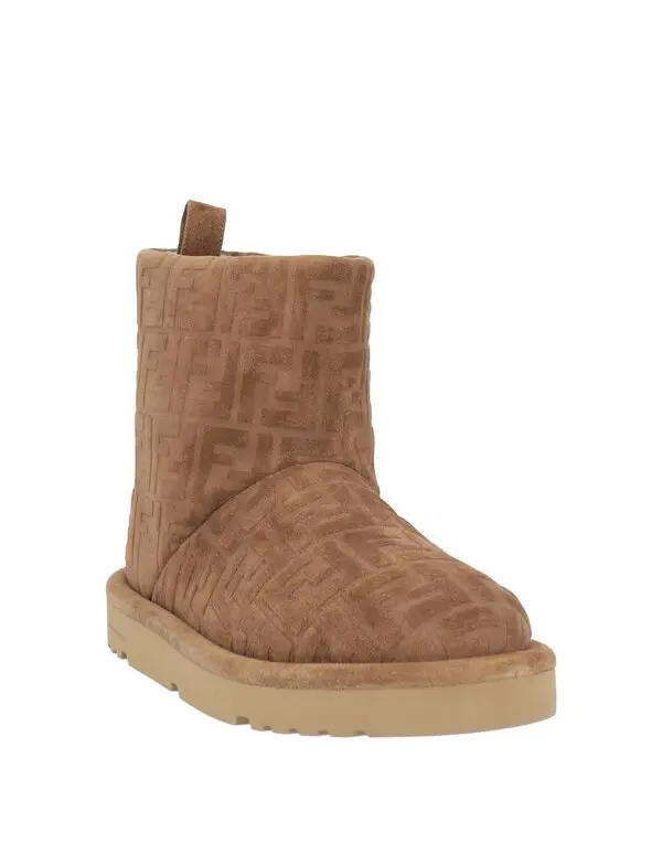 Fendi Suede Ankle Boots With Logo Print