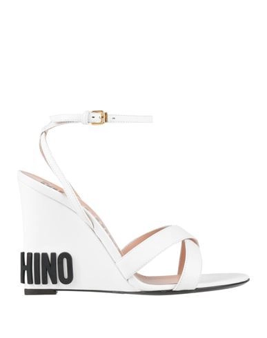 Moschino Calfskin Wedge Sandals - White