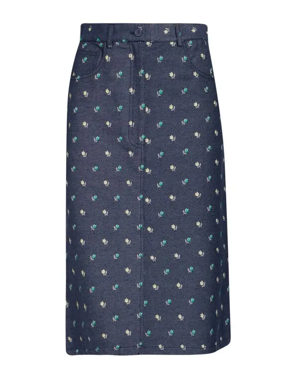 Paul & Joe Cotton-blend Jacquard Midi Skirt - Blue
