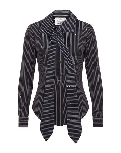 VIVIENNE WESTWOOD Striped Cotton And Viscose Blend Shirt With Bow Detail - Black