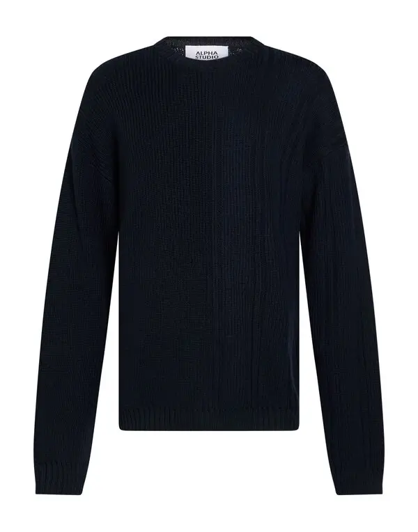 Alpha Studio Midnight Merino Wool Crewneck Sweater