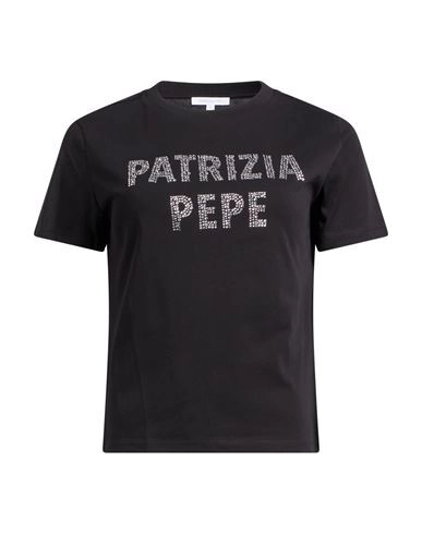 Patrizia Pepe Cotton Jersey T-shirt With Crystal Embellishments - Black