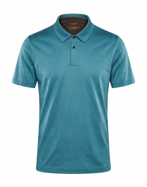 MOORER Polo Shirt Deep Teal Size Cotton