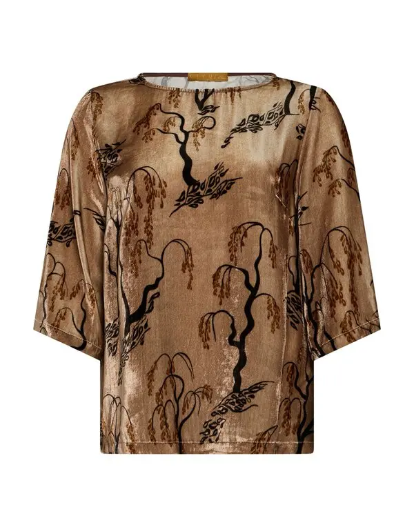 SIYU Light Brown Viscose Silk Top
