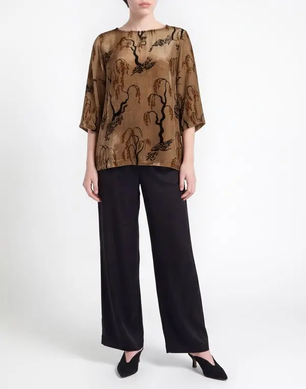 SIYU Light Brown Viscose Silk Top