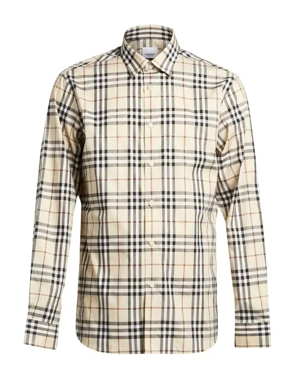 Burberry Shirt Ivory Size Cotton, Elastane