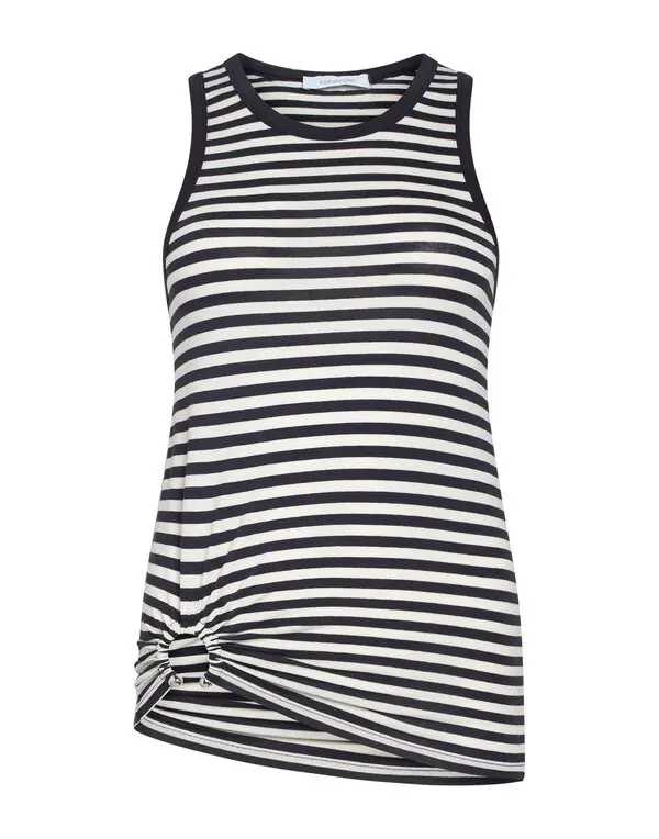 Rabanne Midnight Cotton Elastane Striped Embellished Tank Top