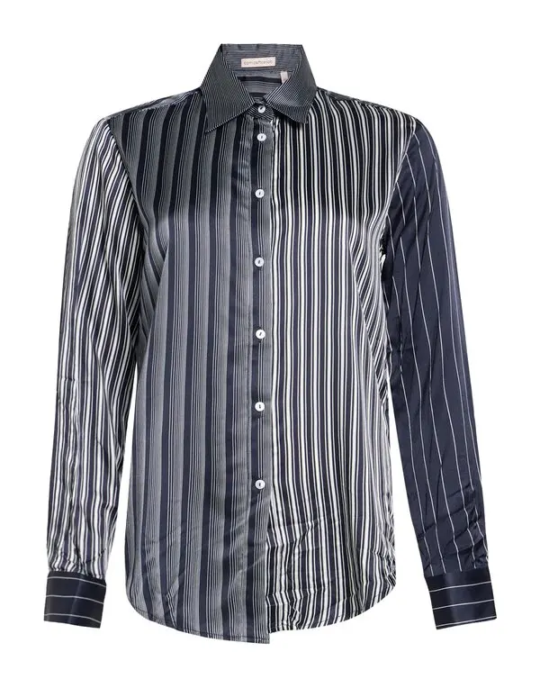 CAMICETTASNOB Viscose, Silk, And Elastane Striped Shirt