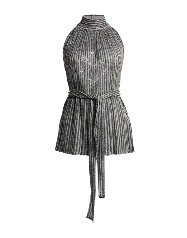 Missoni Ribbed Knit Halterneck Top With Sequins - Grey