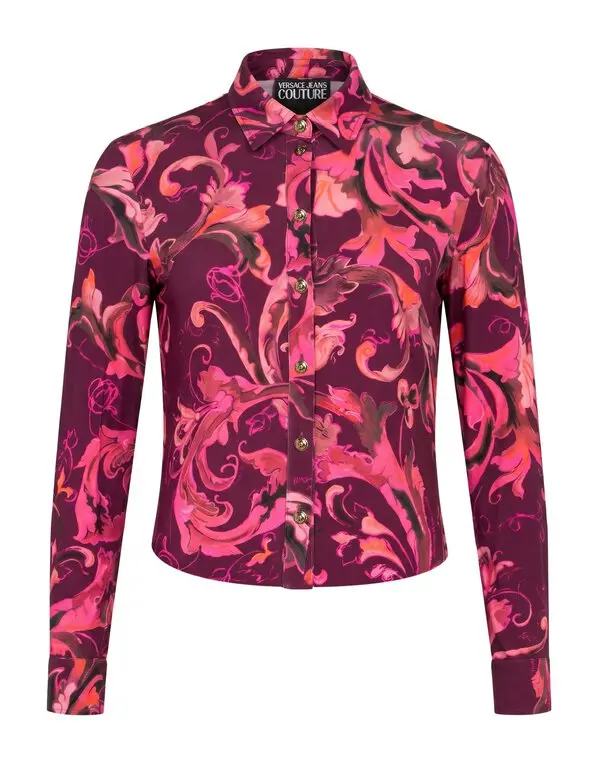 Versace Viscose Blend Floral Print Shirt