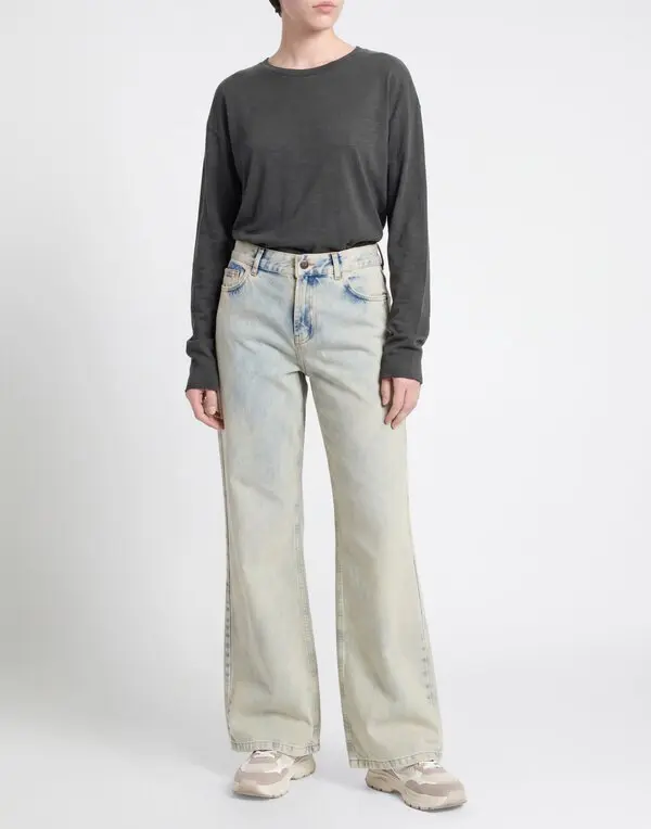 8PM Cotton Wide-leg Jeans With Crystal Embellishments