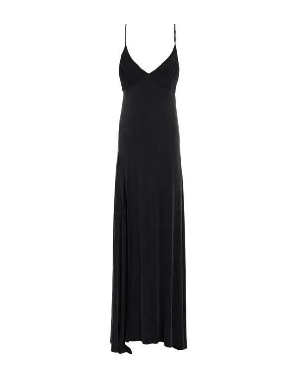 Versace Cupro Blend Maxi Slip Dress With Tulle Trims