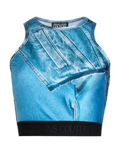 Versace Multicolor Crewneck Sleeveless Top - Blue