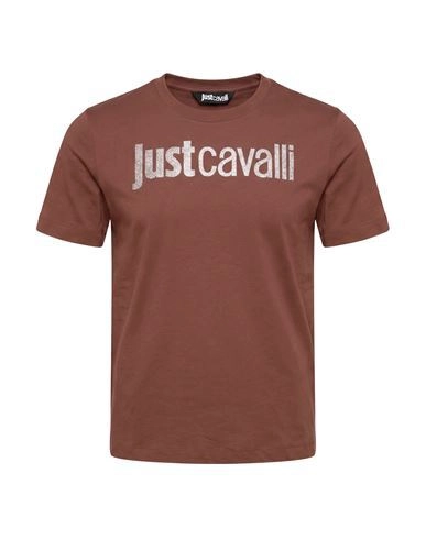 Just Cavalli Flocked Logo Print T-shirt - Brown