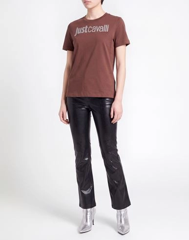 Just Cavalli Flocked Logo Print T-shirt - Brown