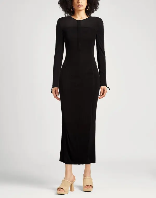 Blumarine Viscose Blend Bodycon Maxi Dress With Lace Trims