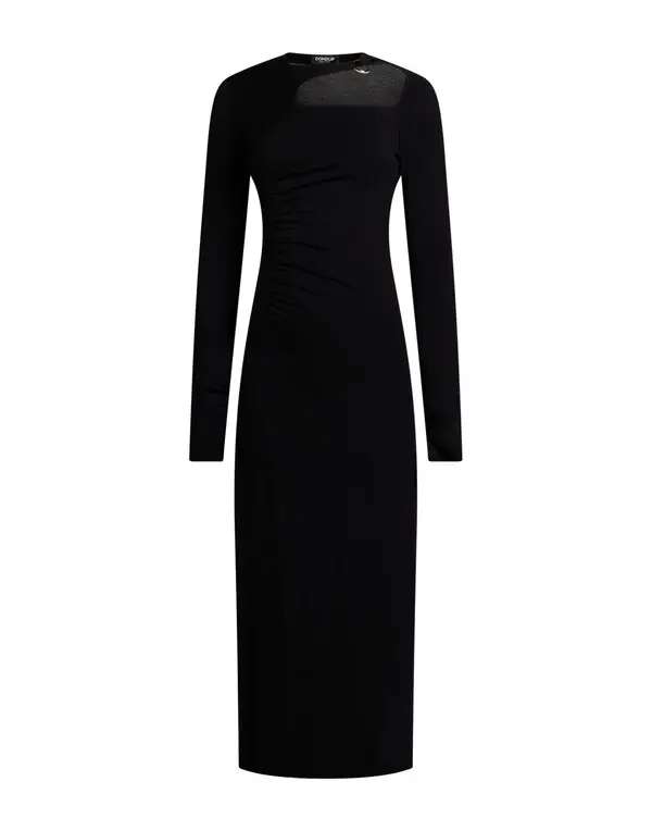 DONDUP Viscose & Elastane Gathered Cutout Crewneck Long Sleeve Midi Dress