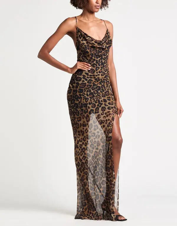 Blumarine Silk Georgette Leopard Print Maxi Dress
