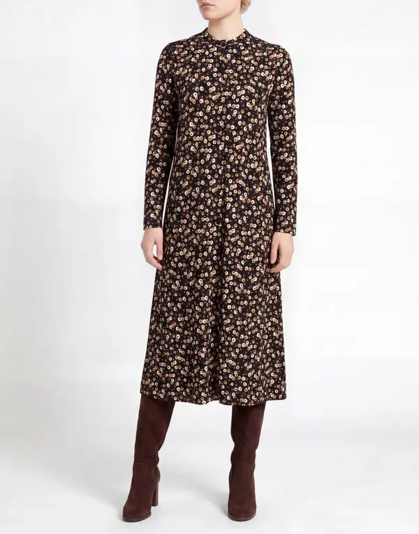 SIYU Multicolor Jersey Shirt Dress With Classic Collar