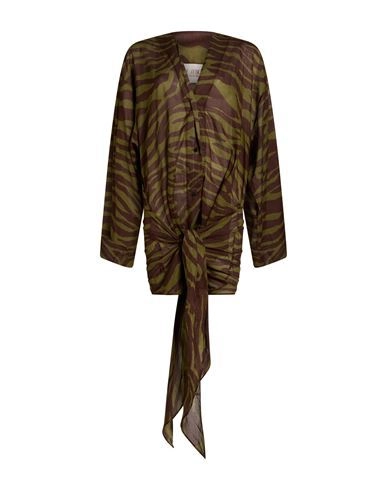 Attico Military Cotton Zebra-print Midi Dress - Green
