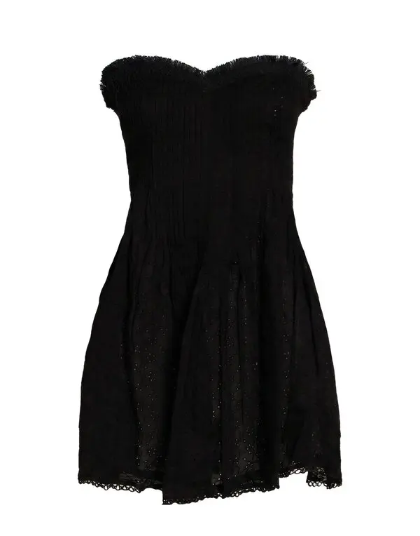Poupette St Barth Cotton Broderie Anglaise Mini Dress - Black