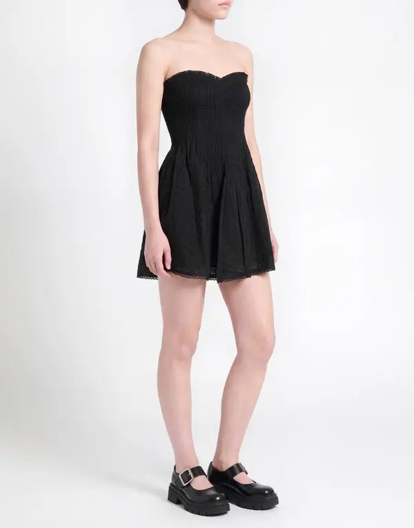 Poupette St Barth Cotton Broderie Anglaise Mini Dress - Black